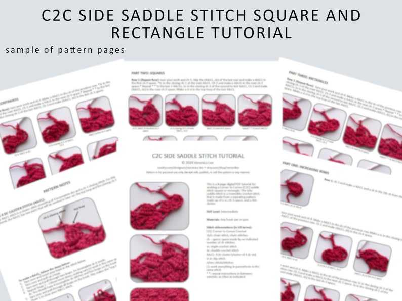 C2C Crochet Side Saddle Stitch Square & Rectangle Tutorial (digital PDF ...