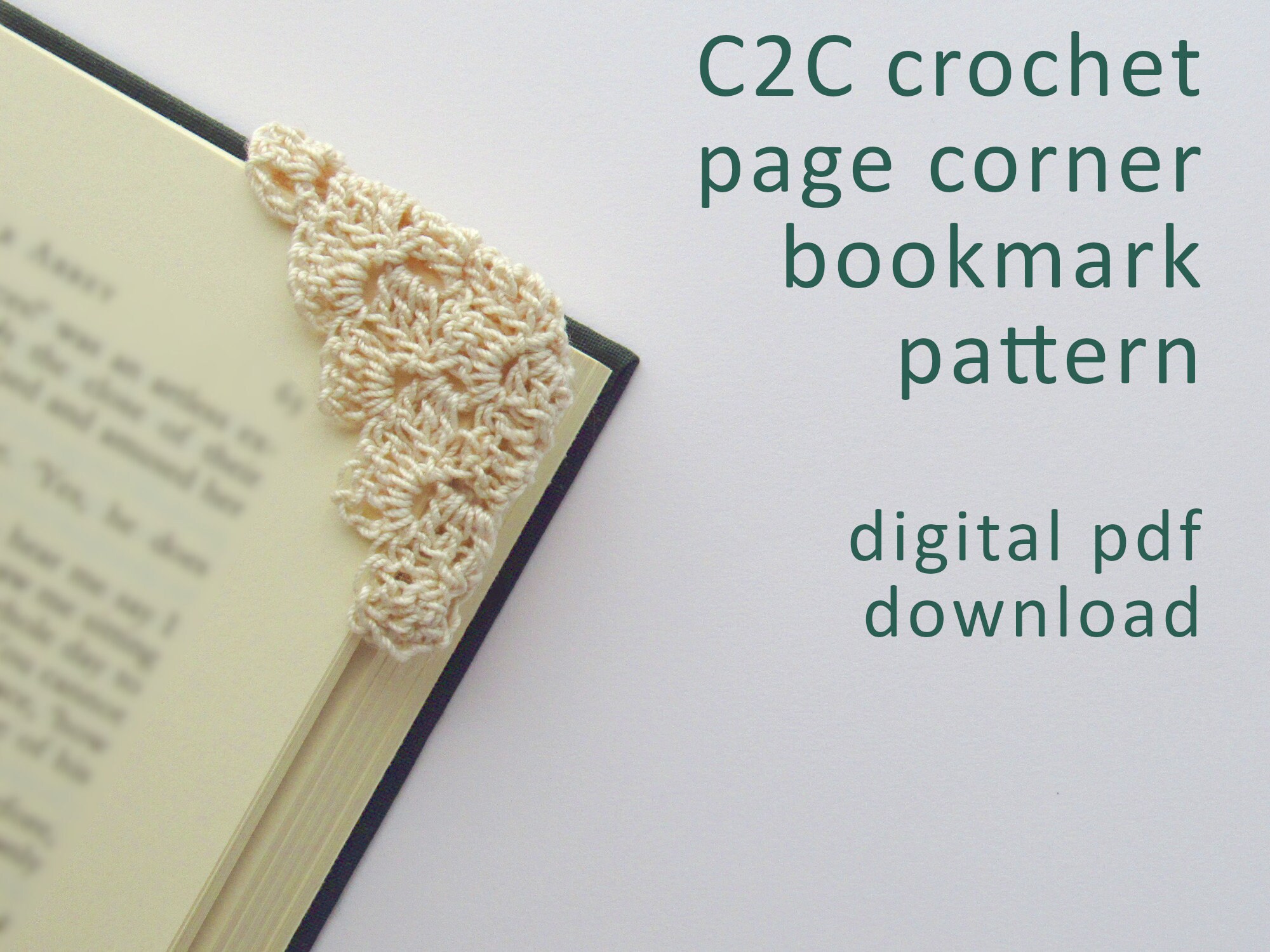 C2C Corner to Corner Crochet Page Corner Bookmark Pattern, Digital Pdf ...