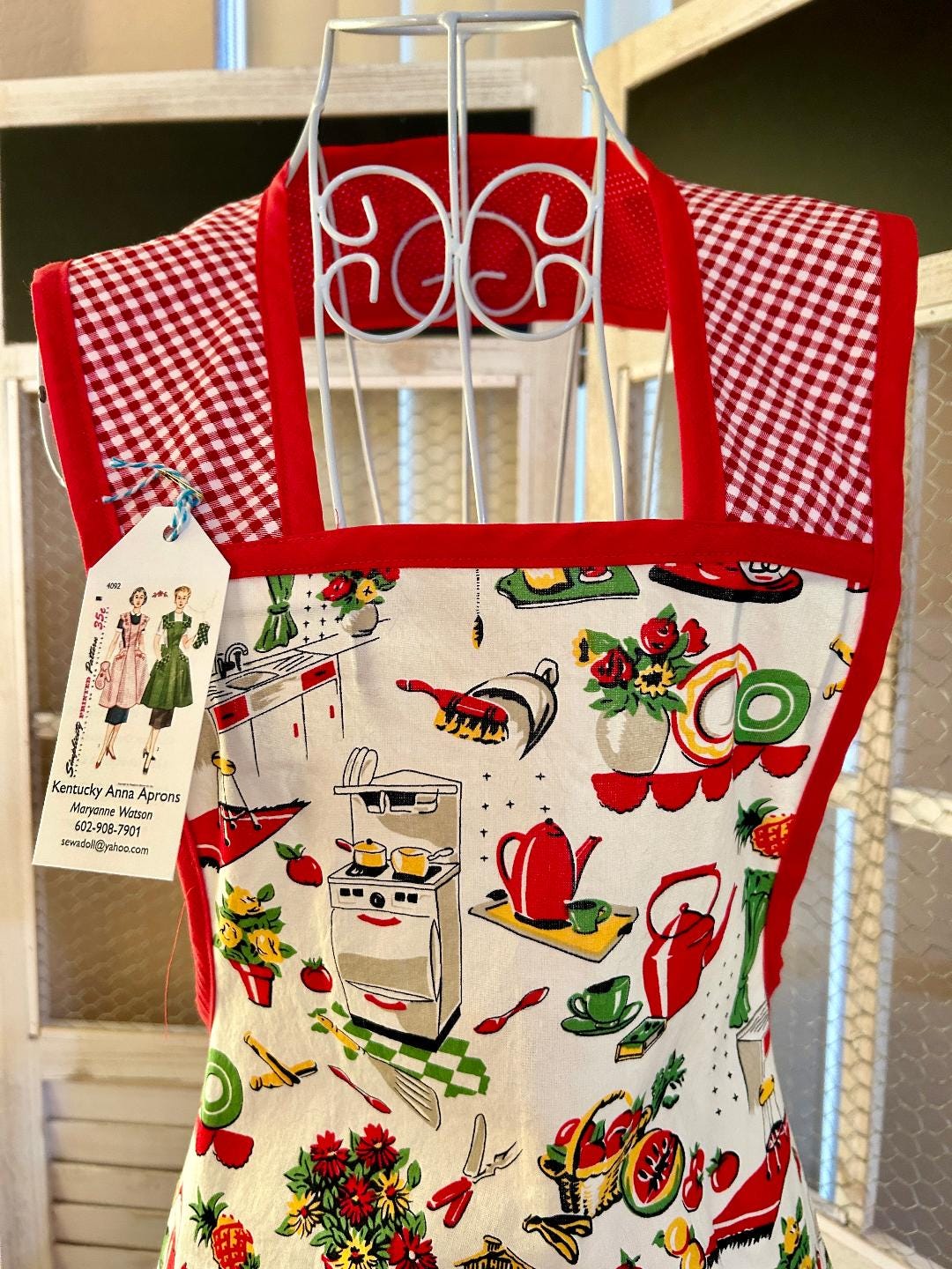 Apron for Woman Apron With Pockets, No Neck Tie Apron, Retro Kitchen ...
