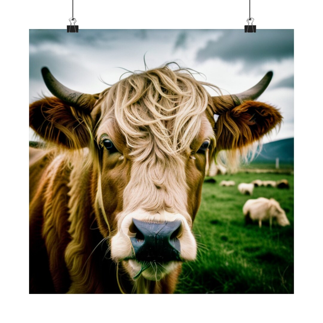 Fluffy Irish Cow Closeup Matte Poster - Etsy