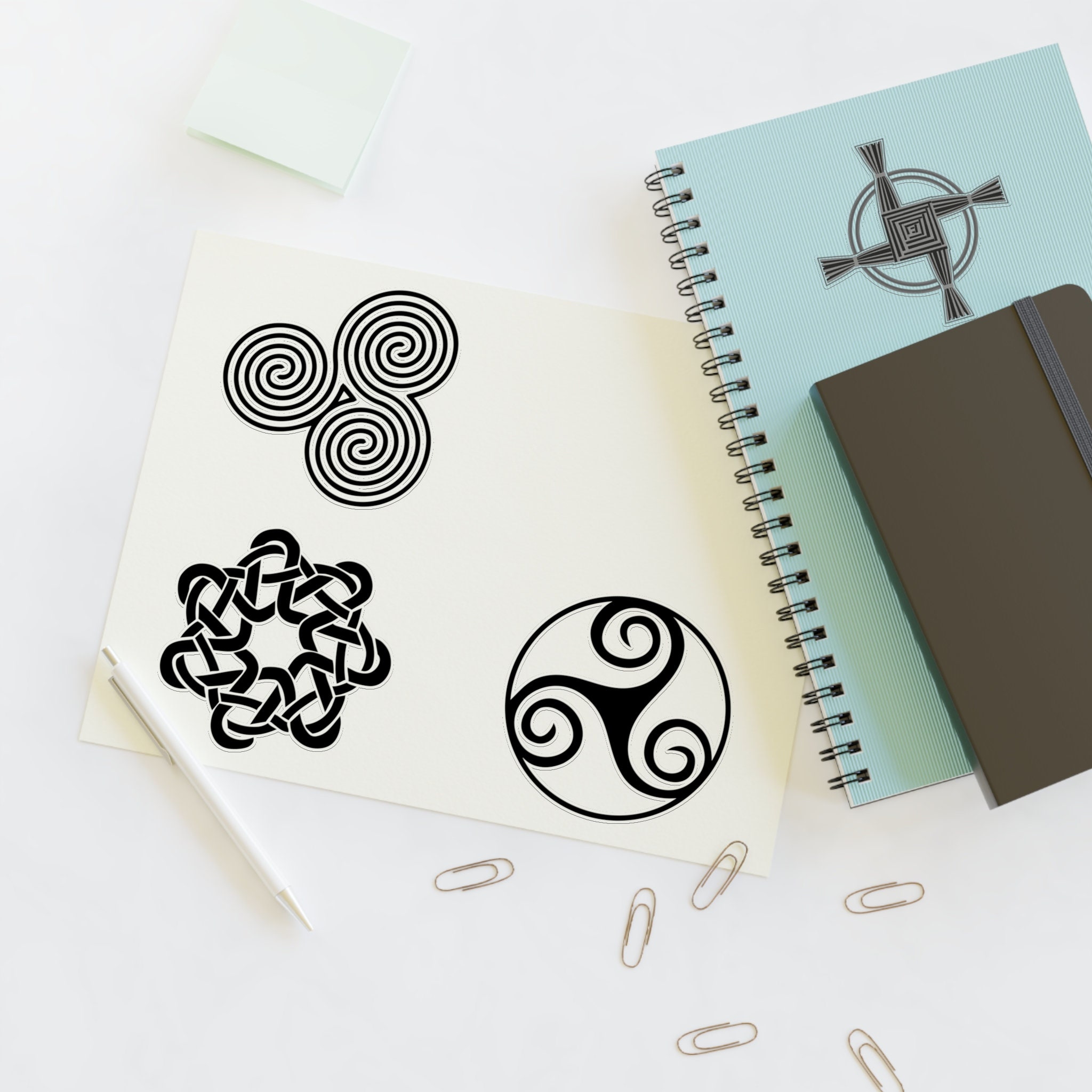 Celtic Shapes Sticker Sheet Triskelion, Tri-spiral, Knot, St. Brigid's ...