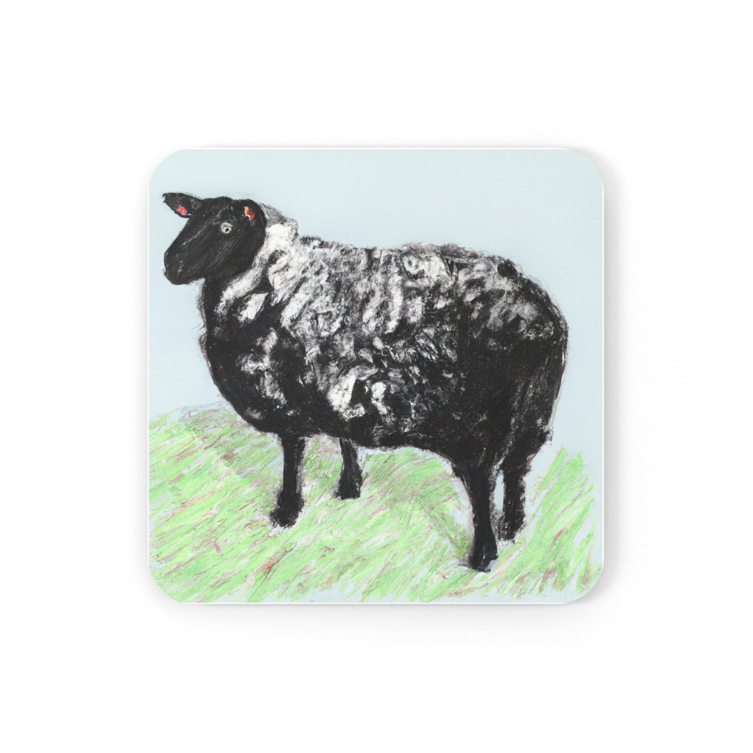 Fluffy Black & White Irish Sheep Coaster 3 Oil Pastel Art - Etsy
