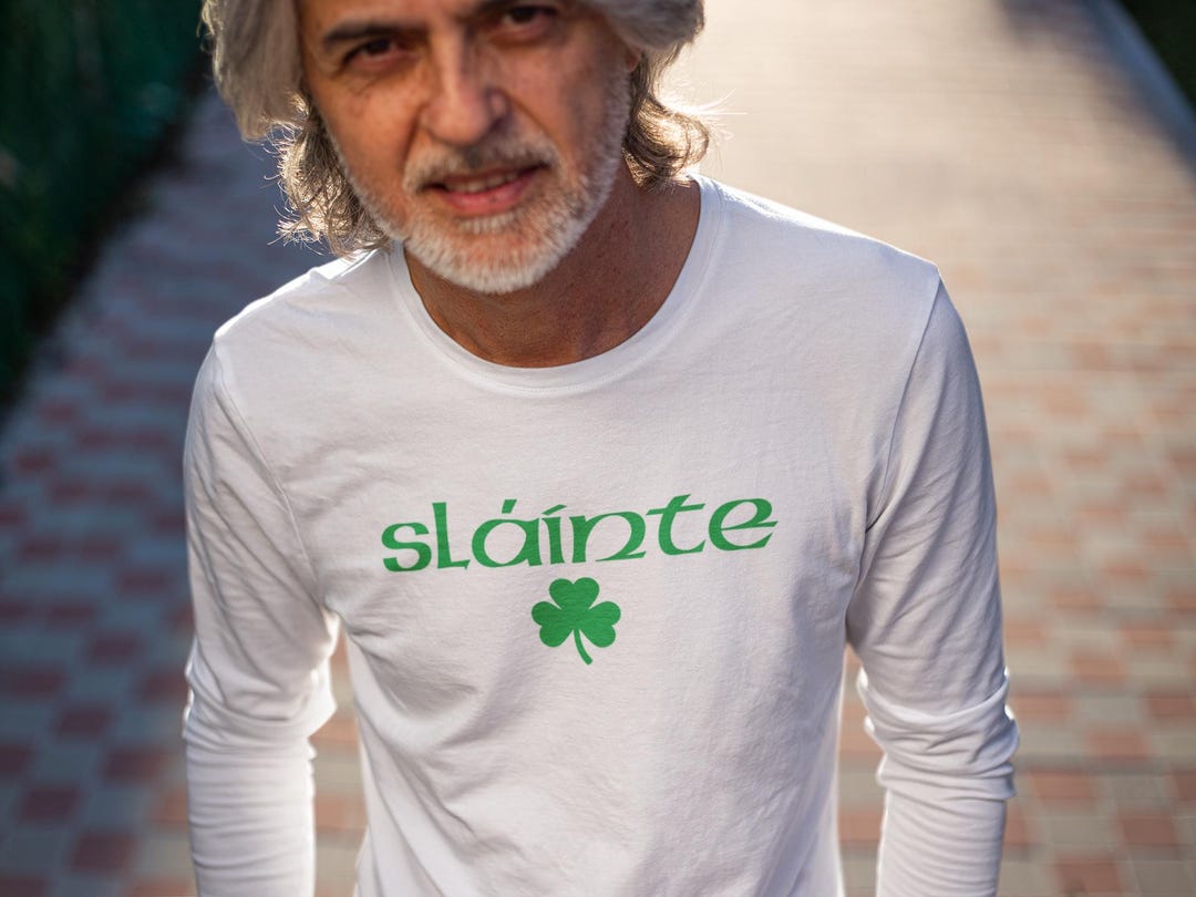 Sláinte Shamrock Long Sleeve Tee: Irish Gaelic Toast Shirt - Etsy