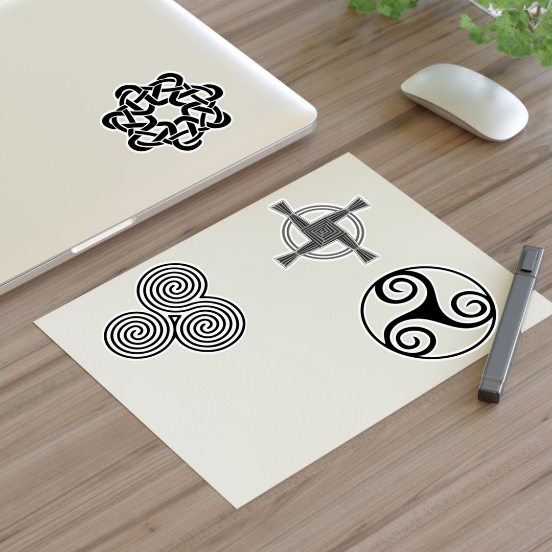 Celtic Shapes Sticker Sheet - Triskelion, Tri-spiral, Knot, St. Brigid ...