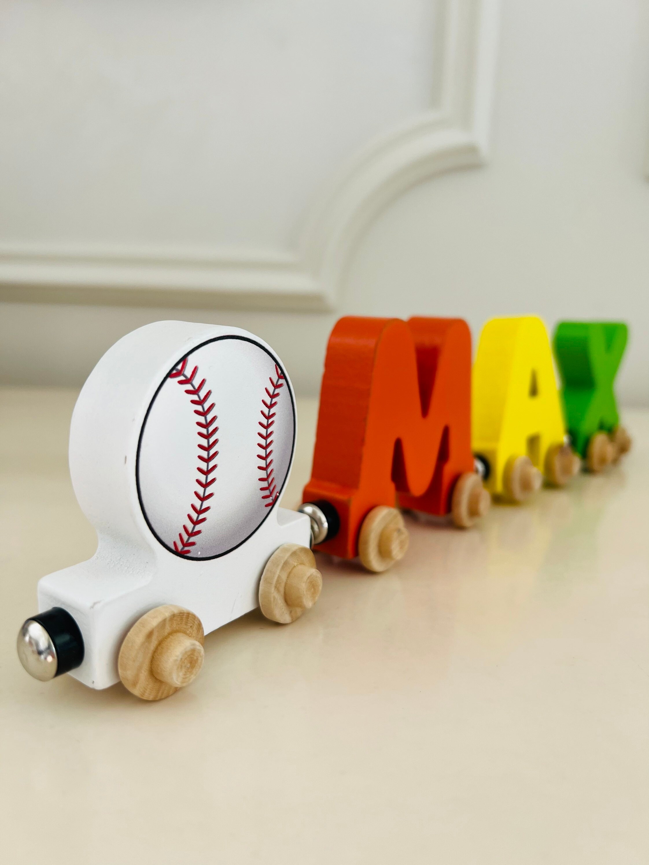 Build Your Own Train With a Baseball Attachment. Personalized Wooden ...
