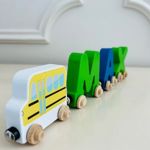 Build Your Own Train With a School Bus. Personalized Wooden Magnetic ...