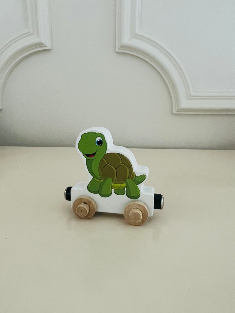 Build Your Own Train With a Green Turtle. Personalized Wooden Magnetic ...