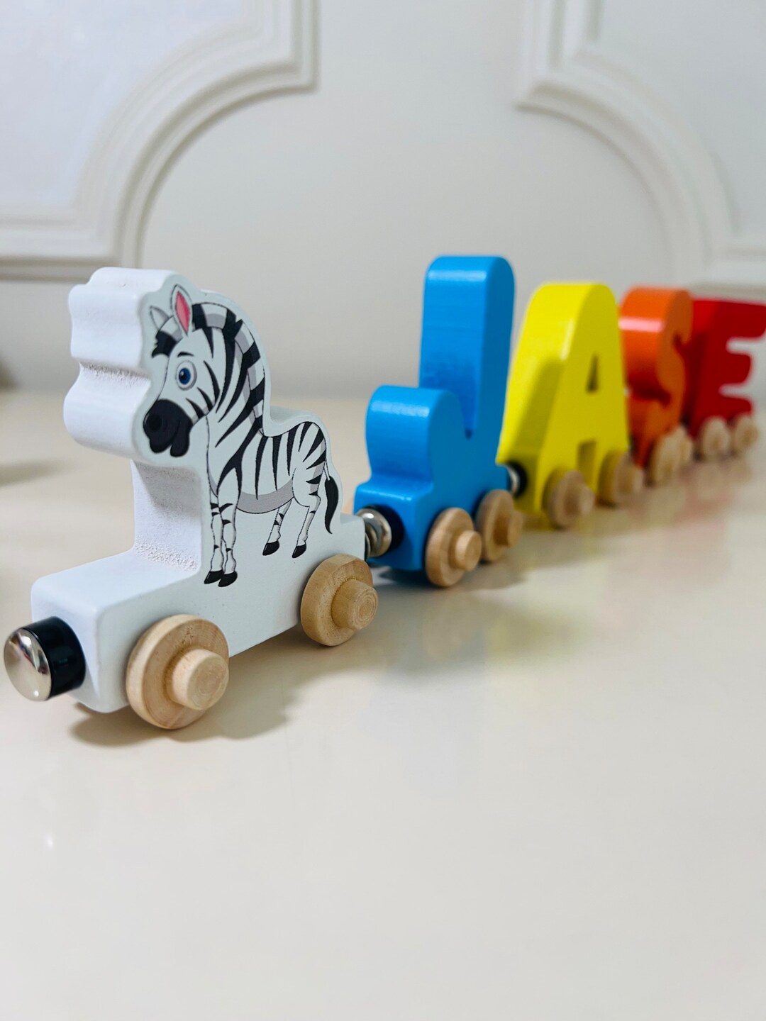 Build Your Own Train With a Zebra Jungle Animal. Personalized Wooden ...