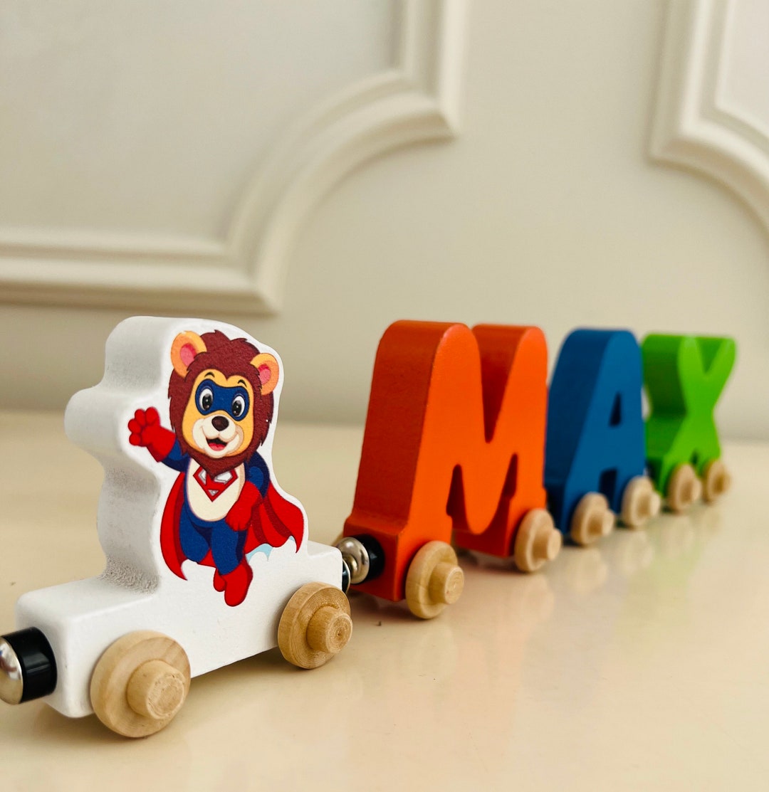 Build Your Own Train With a Superhero Lion. Personalized Wooden ...