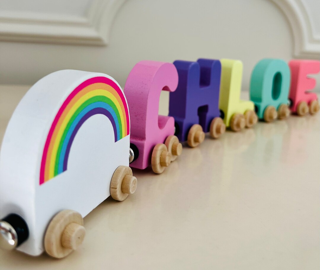 Build Your Own Train With a Pastel Rainbow. Personalized Wooden ...