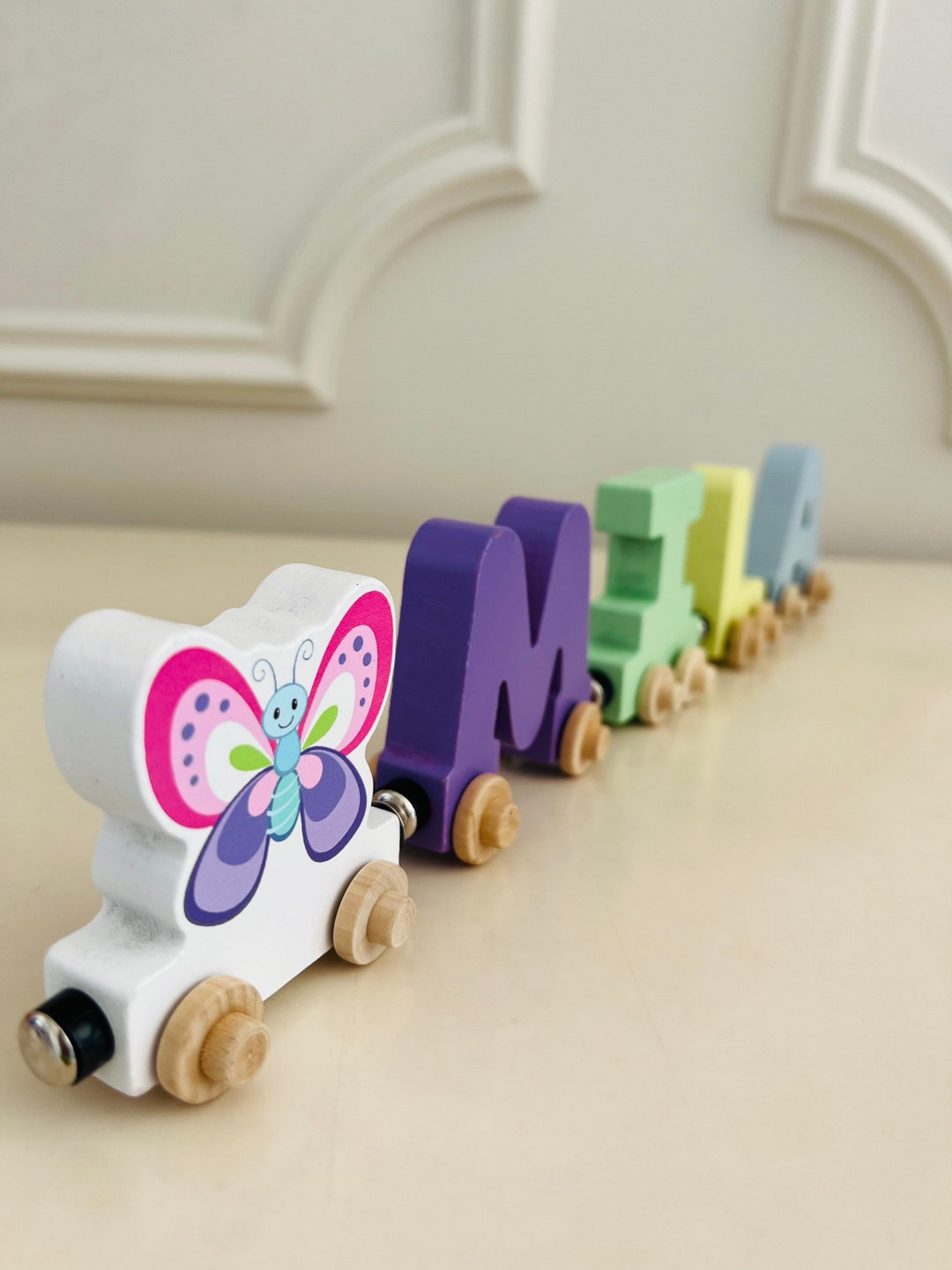 Build Your Own Train With a Purple and Pink Butterfly. Personalized ...