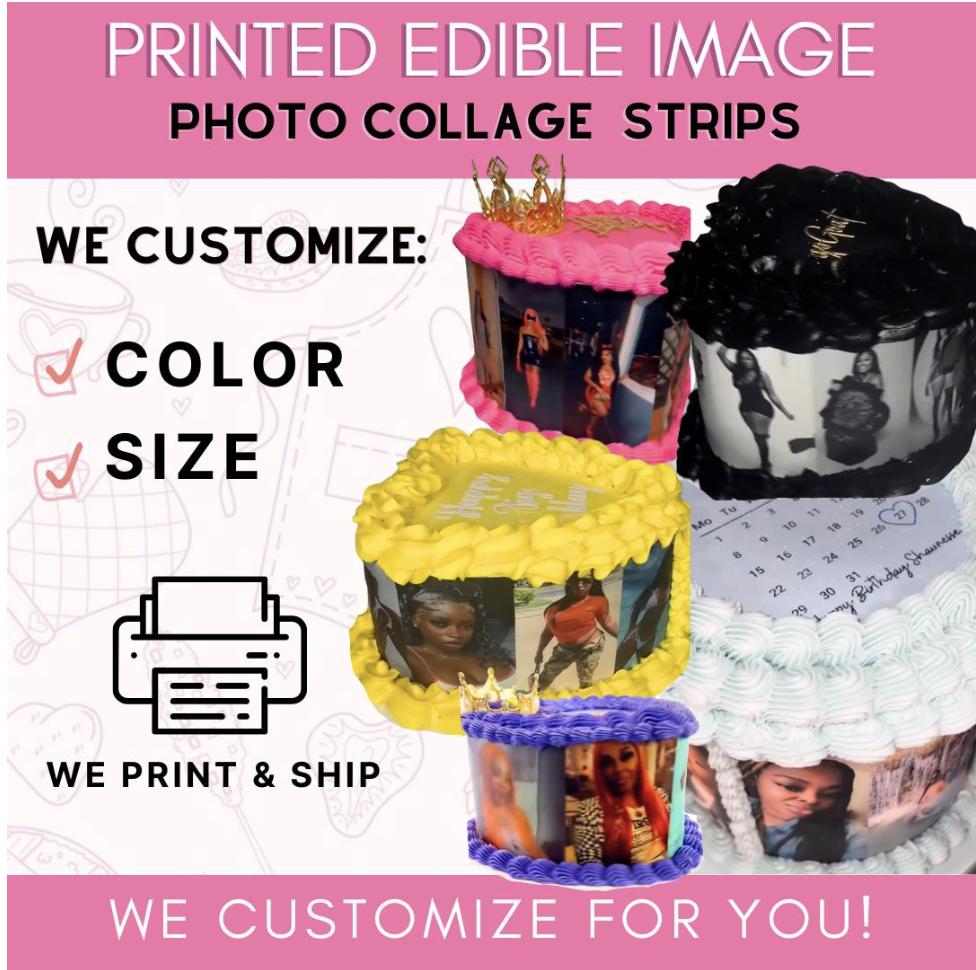 Edible Picture Collage Strips | Wrap Sides of Birthday Cakes | Edible ...