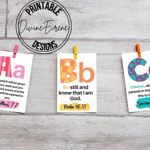 Abc Bible Verse Cards - Etsy