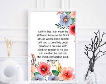 30 Daily Affirmations Wall Art With Bible Verses, Positive Affirmations ...