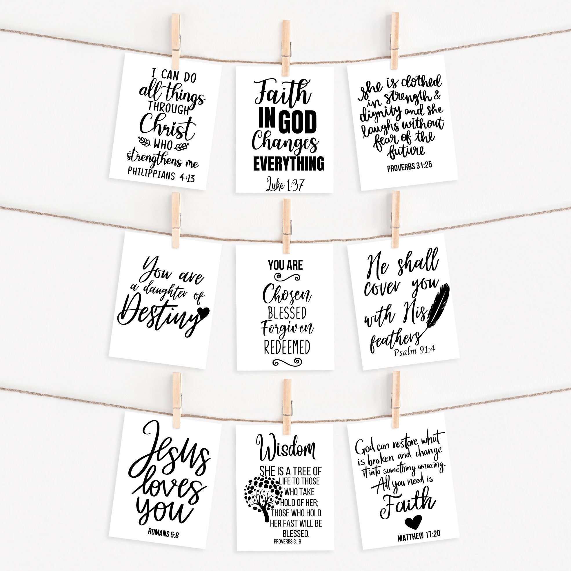 Set of 20 Scripture Cards Bible Verse Cards Printed & - Etsy