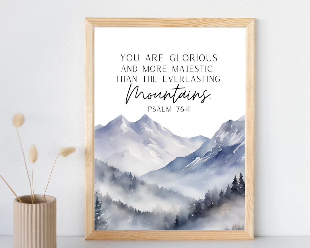 Watercolor Scripture Print, Psalm 76:4 Digital Download Bible Art ...