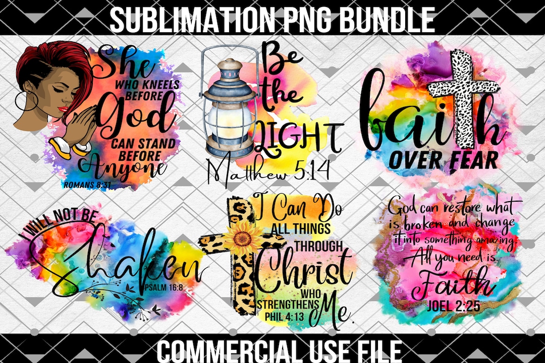 Christian Sublimation Designs Bundle, Bible Png, Colorful Png ...