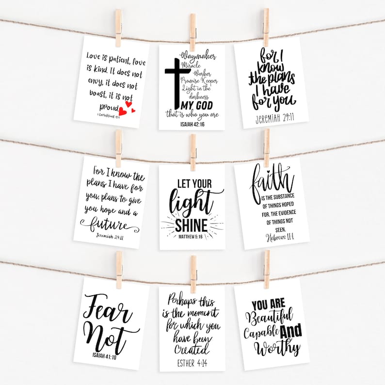 Set of 20 Scripture Cards Bible Verse Cards Printed & | Etsy