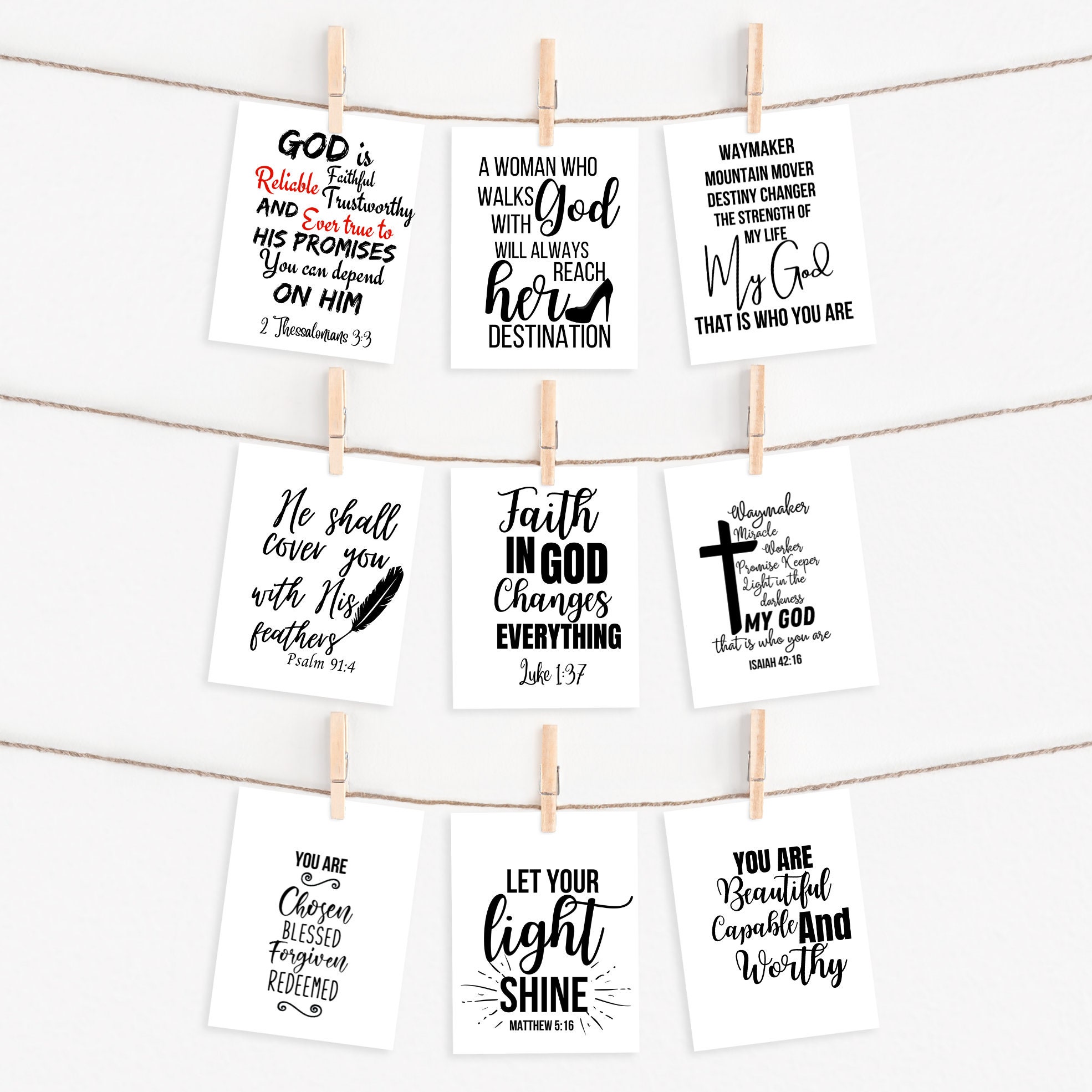 Set of 20 Scripture Cards Bible Verse Cards Printed & - Etsy