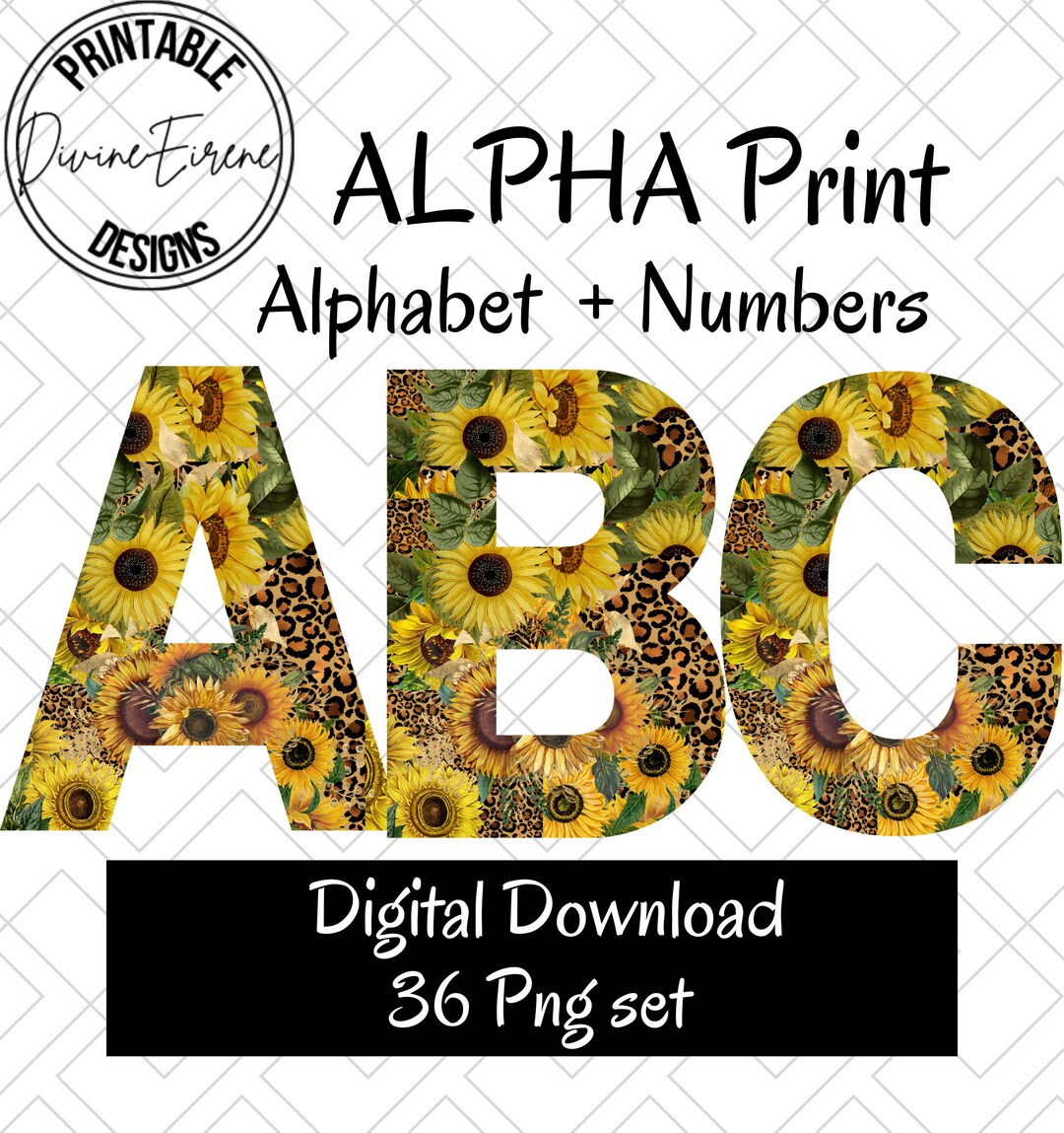 Sunflower Alphabet, Clipart, Leopard Letters, Alphabet Bundle Pack ...
