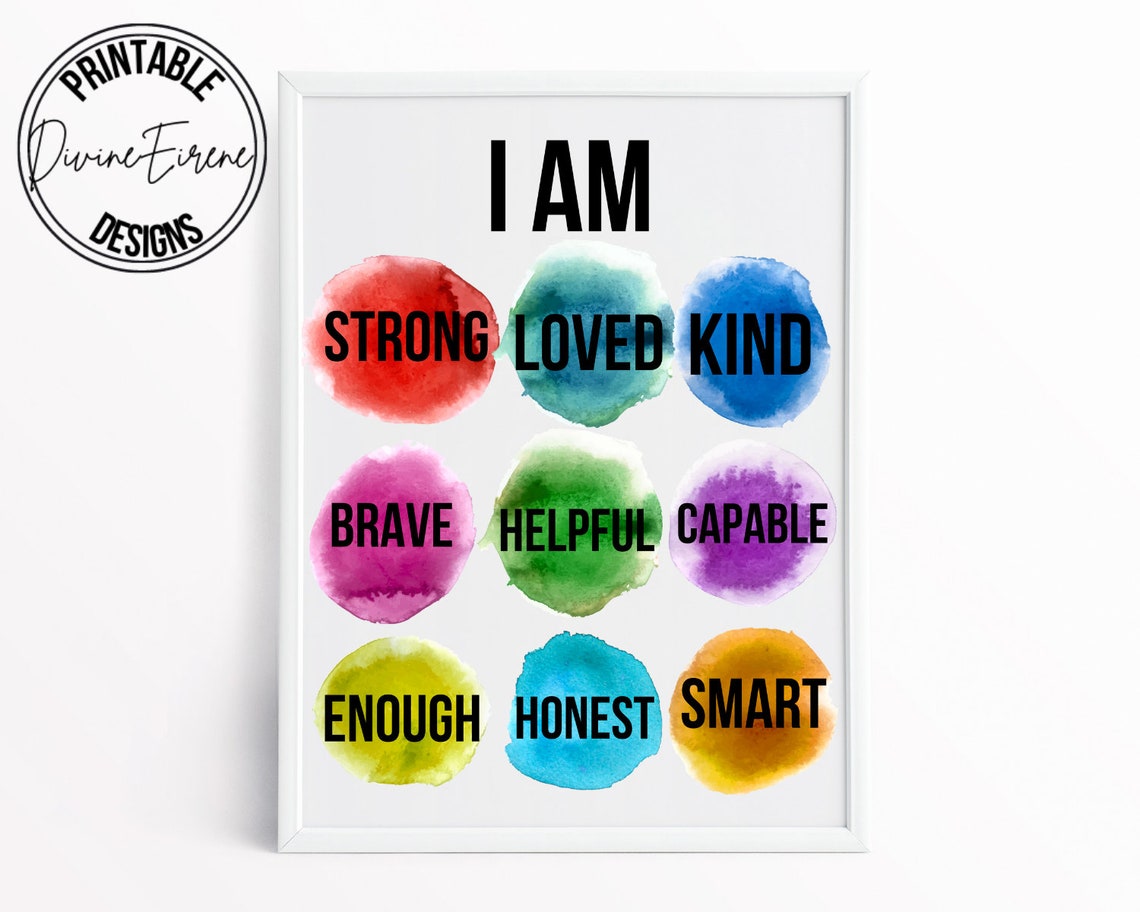 Affirmation Wall Art I Am Loved Kids Affirmation Print I Am | Etsy