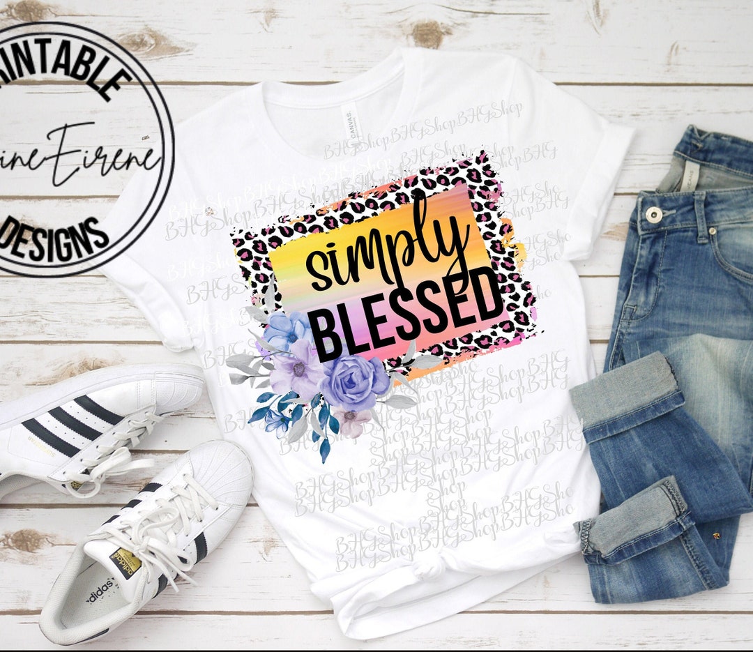 Simply Blessed, Pink Leopard Png, Blessed Png, Printable Png, Tshirt ...
