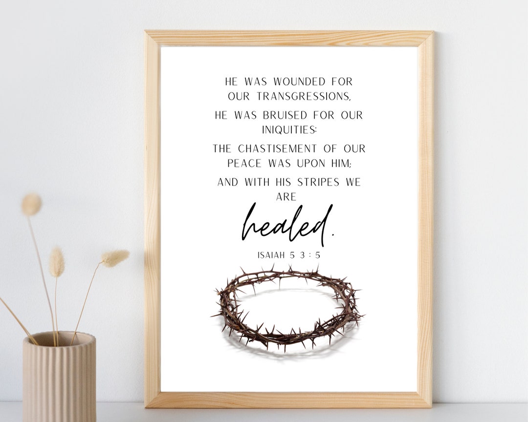 Scripture Wall Art Prints, Crown of Thorns, Isaiah 53:5 Christian Decor ...