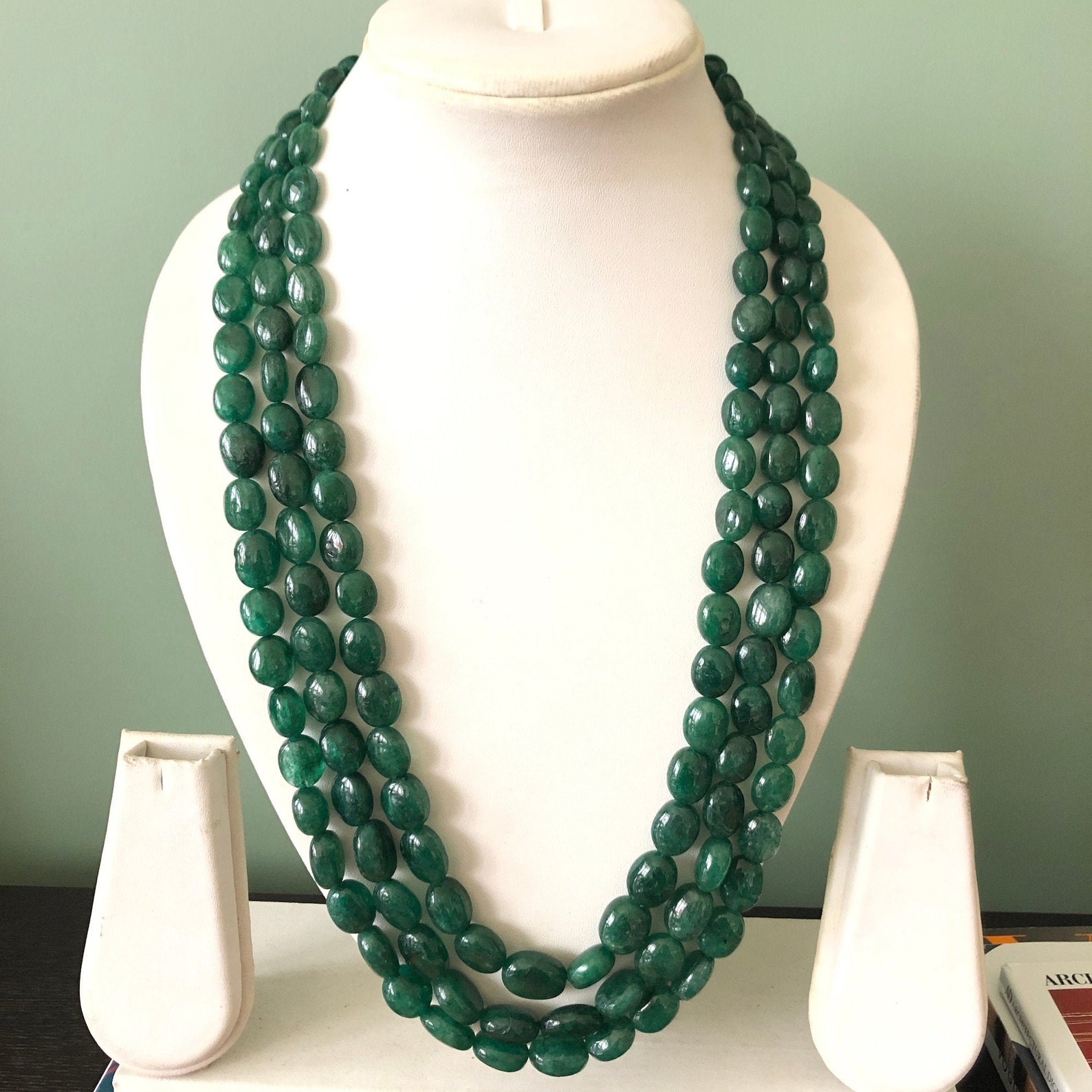 Multi Strand Dyed Beryl Color Emerald Necklace Natural Beryl | Etsy