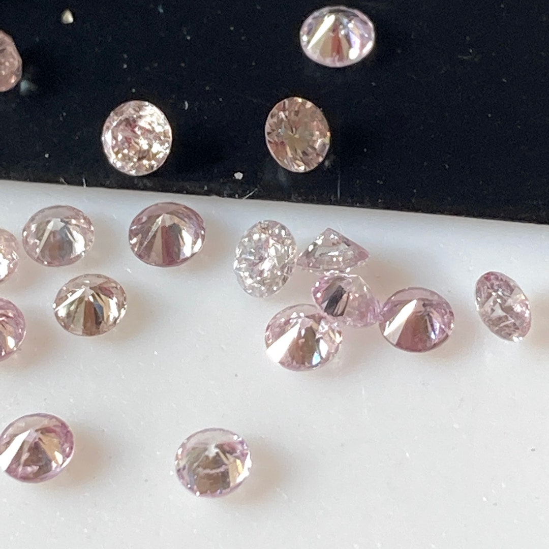 5 Pieces 2.4mm to 2.5mm Natural Pink Round Brilliant Cut Diamond Loose ...