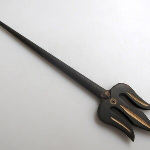 5 Pieces Ebony Wood Trishul Trident Hand Carved Hair Fork, Natural Wood ...