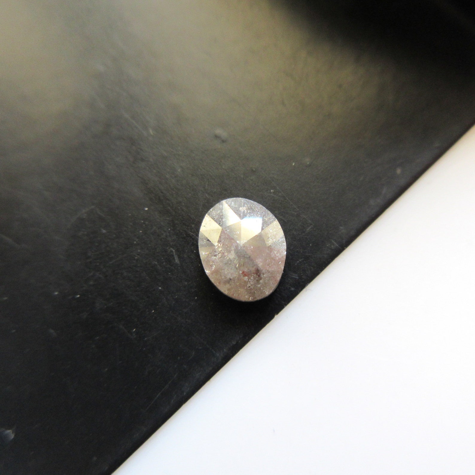 1 Piece 8.3mm/1.43ctw Natural Grey Oval Shaped Rose Cut Diamond Loose ...