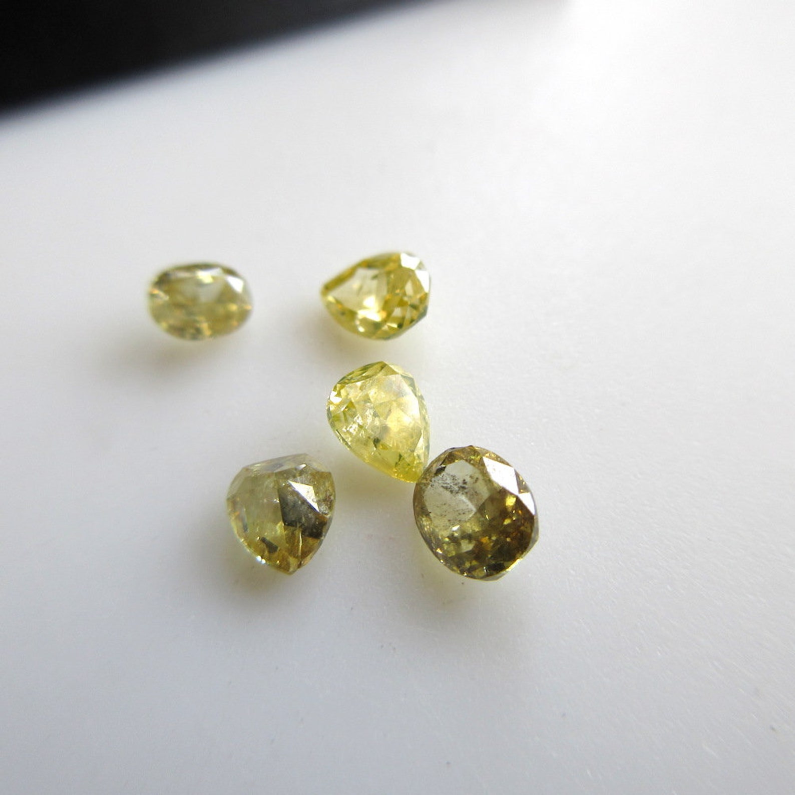 Set of 5 Pieces 4mm to 4.5mm Clear Yellow Rose Cut Diamond - Etsy