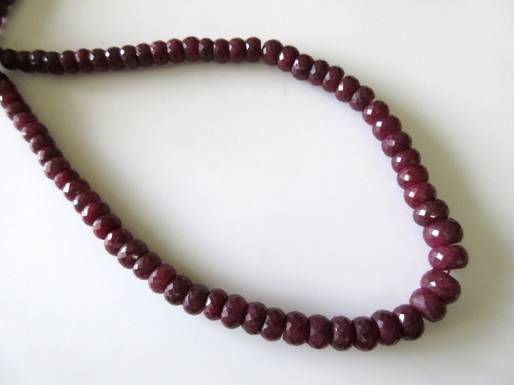 Ruby Bead Necklace Natural Ruby Faceted Rondelle Beads 10mm | Etsy
