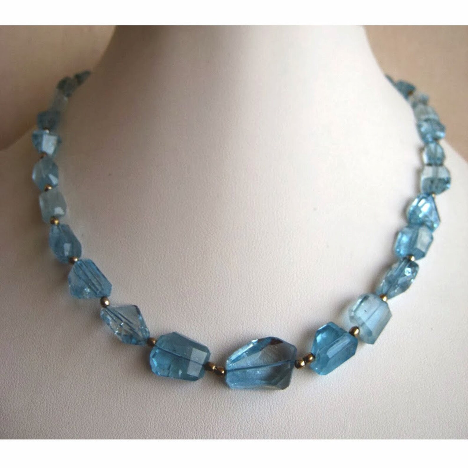 Blue Topaz Beads Swiss Blue Topaz Necklace Faceted Tumbles - Etsy