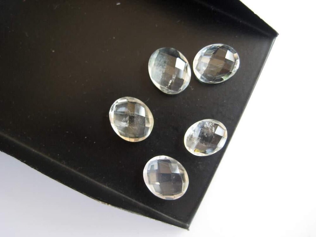 10 Pieces 10x8mm Each Natural Quartz Crystal Oval Shaped Both Side ...
