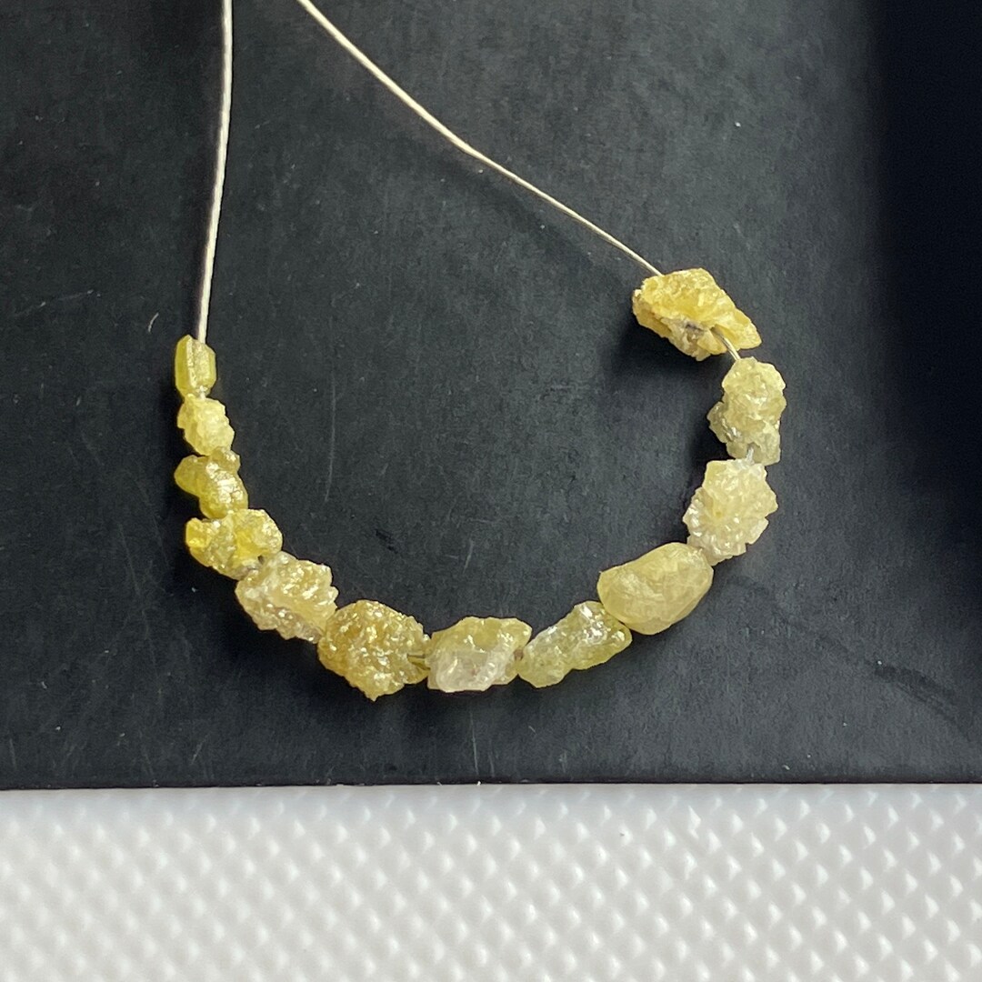 1 Carat Tiny 3mm to 4mm Raw Rough Yellow Diamond Oval Tumbles Beads ...