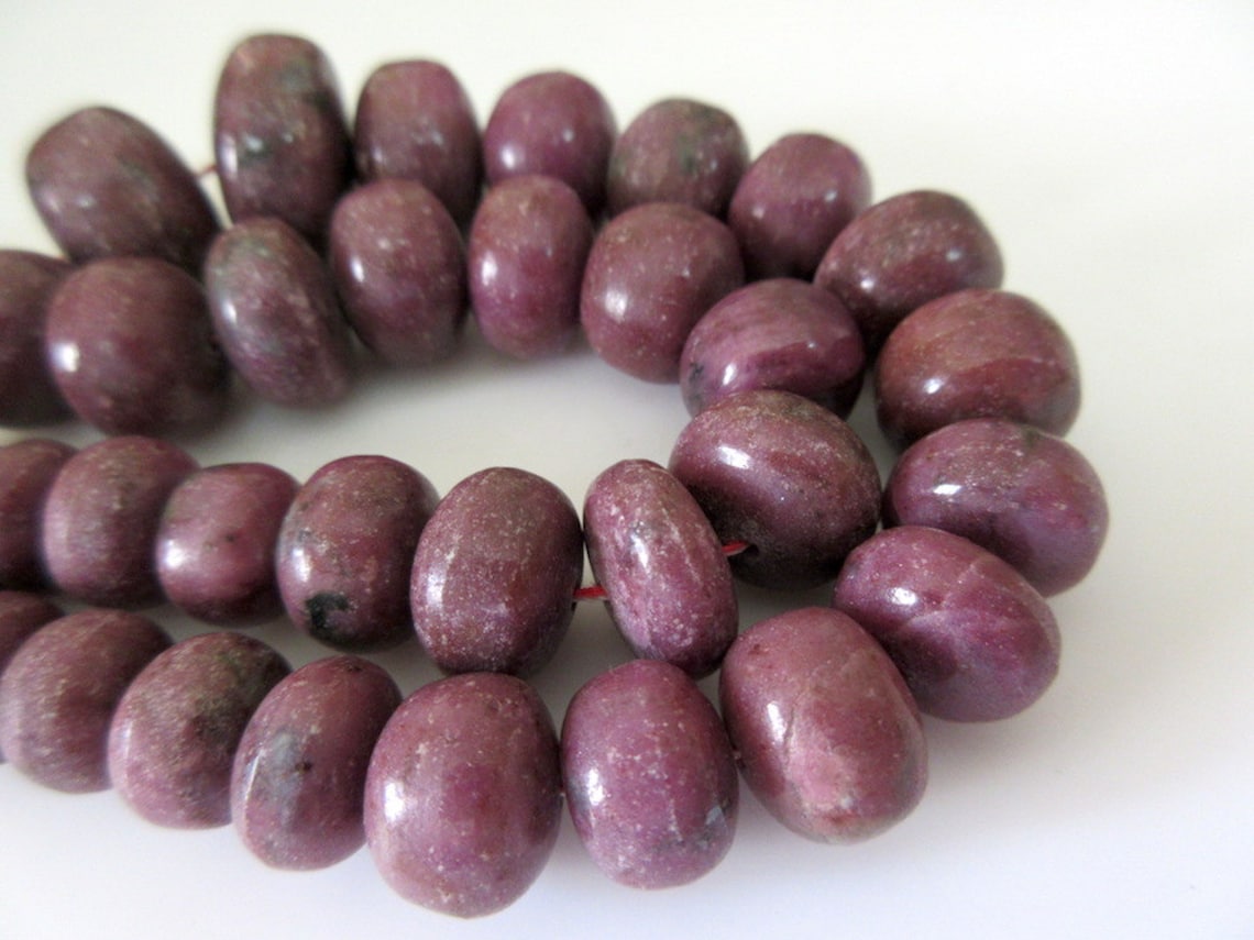 Natural Ruby Smooth Rondelle Beads Ruby Bead Necklace - Etsy