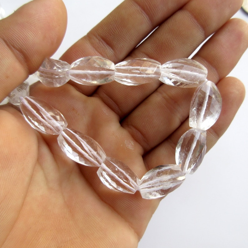 Crystal Quartz Faceted Oval Beads, Natural Rock Quartz Crystal Beads ...