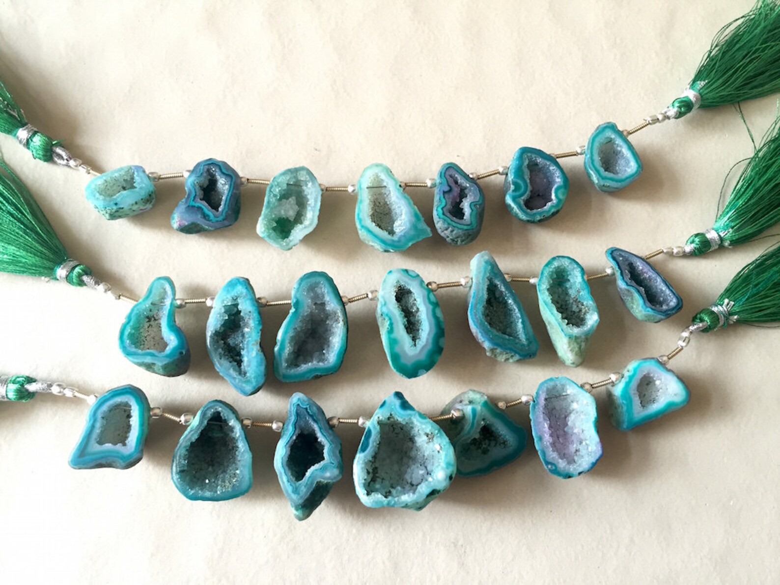 1 Strand Pine Green Druzy Geode Cave Beads Tabasco Agate - Etsy