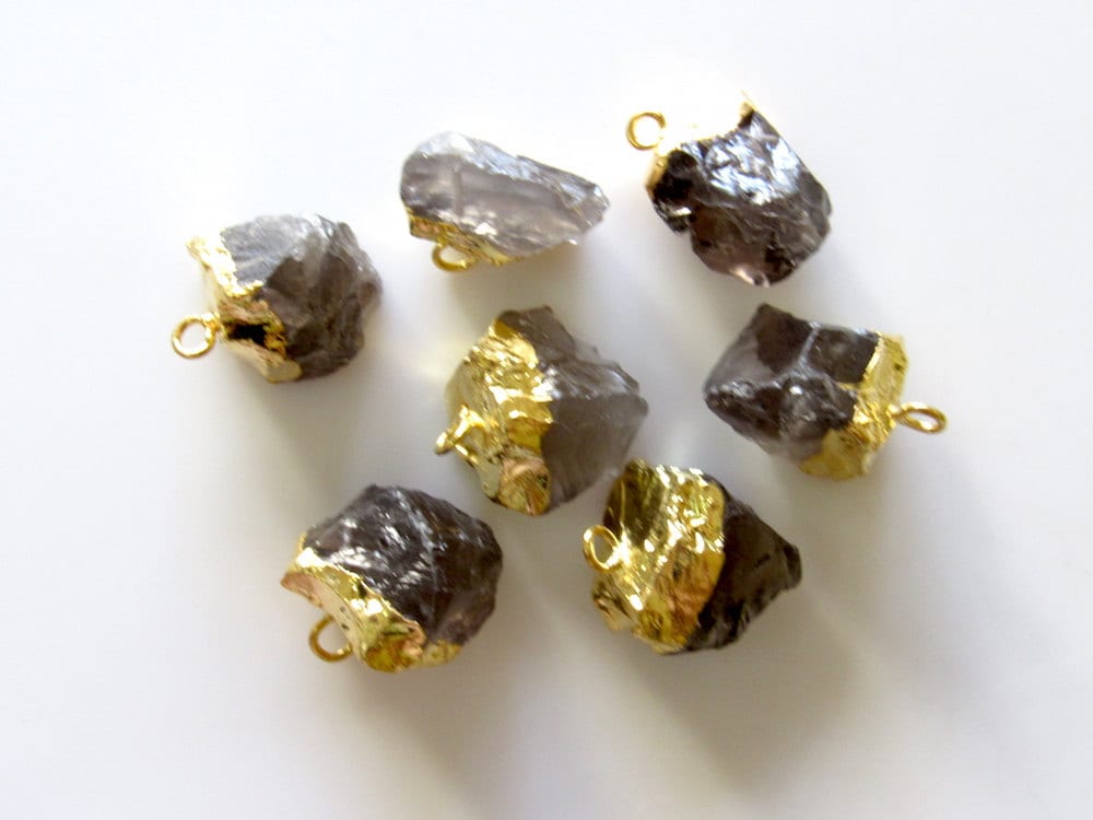 Single Loop Raw Smoky Quartz Connector Raw Gemstone - Etsy