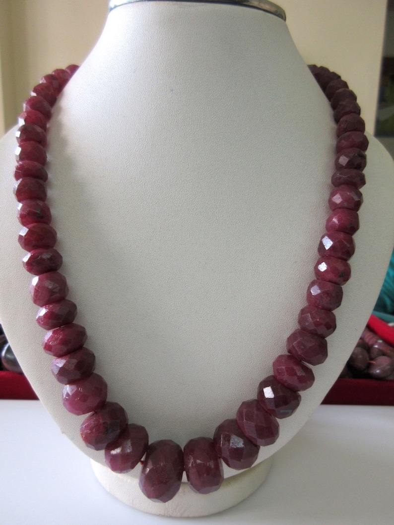 Natural Ruby Faceted Rondelle Beads, Ruby Bead Necklace, 9mm to 20mm ...