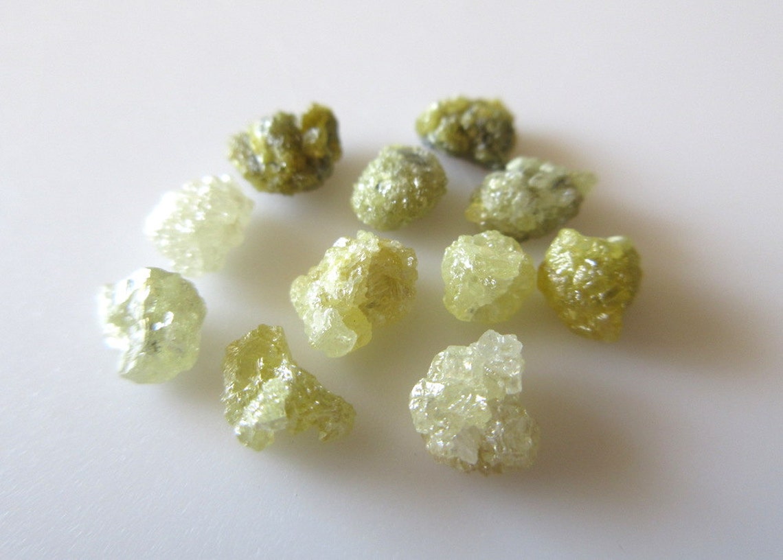 2 Pieces 5mm Each Raw Rough Yellow Diamonds, Natural Uncut Diamond ...