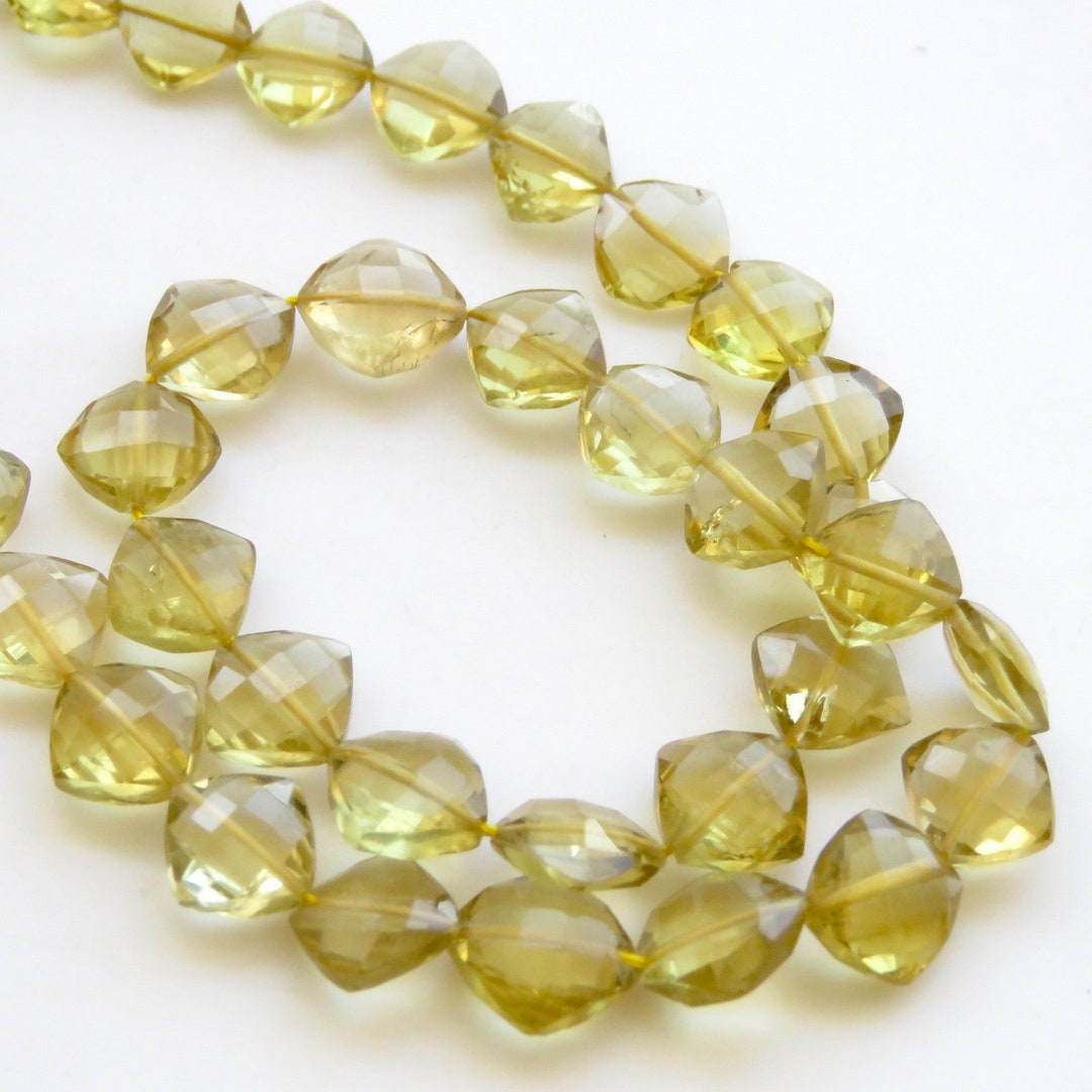Yellow Quartz Kite Beads, Yellow Lemon Quartz Faceted Square Beads ...