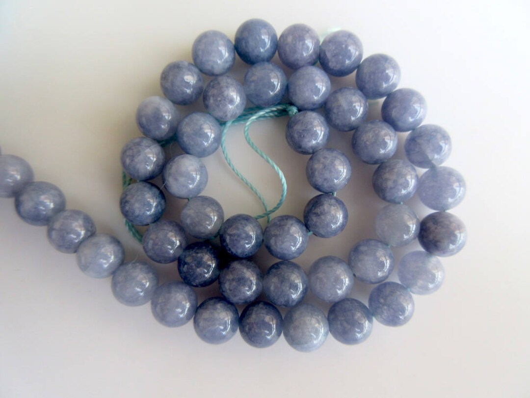 Blue Quartz Large Hole Gemstone Beads, 8mm Blue Quartz Smooth Round ...