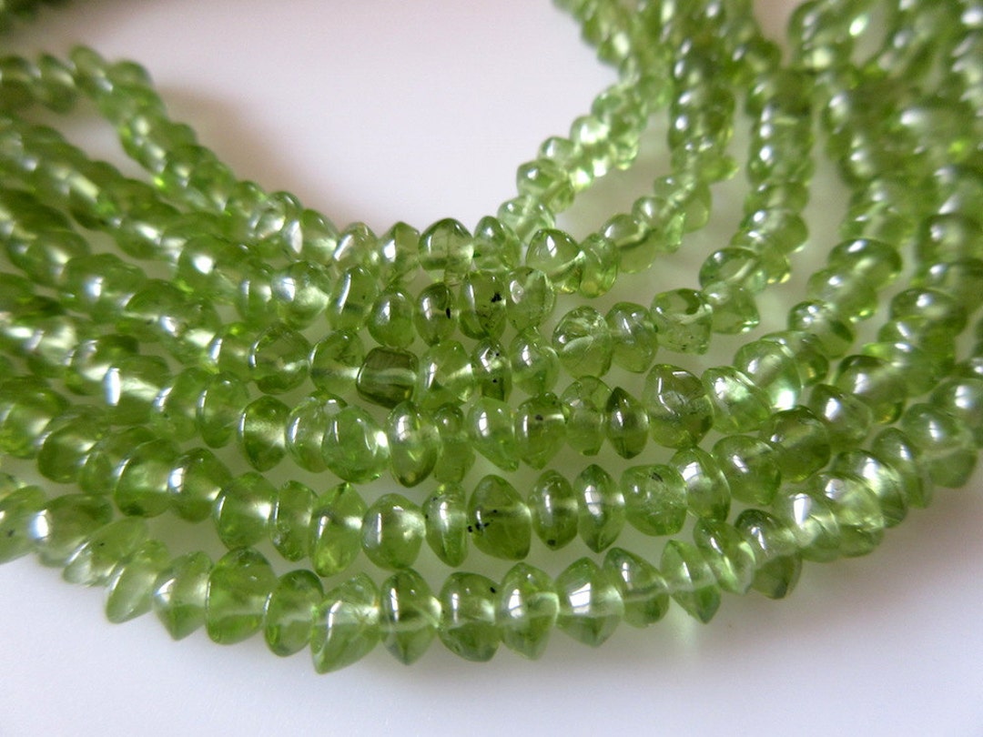 10 Strands Natural Peridot Button Beads, 5mm Peridot Beads, Wholesale ...