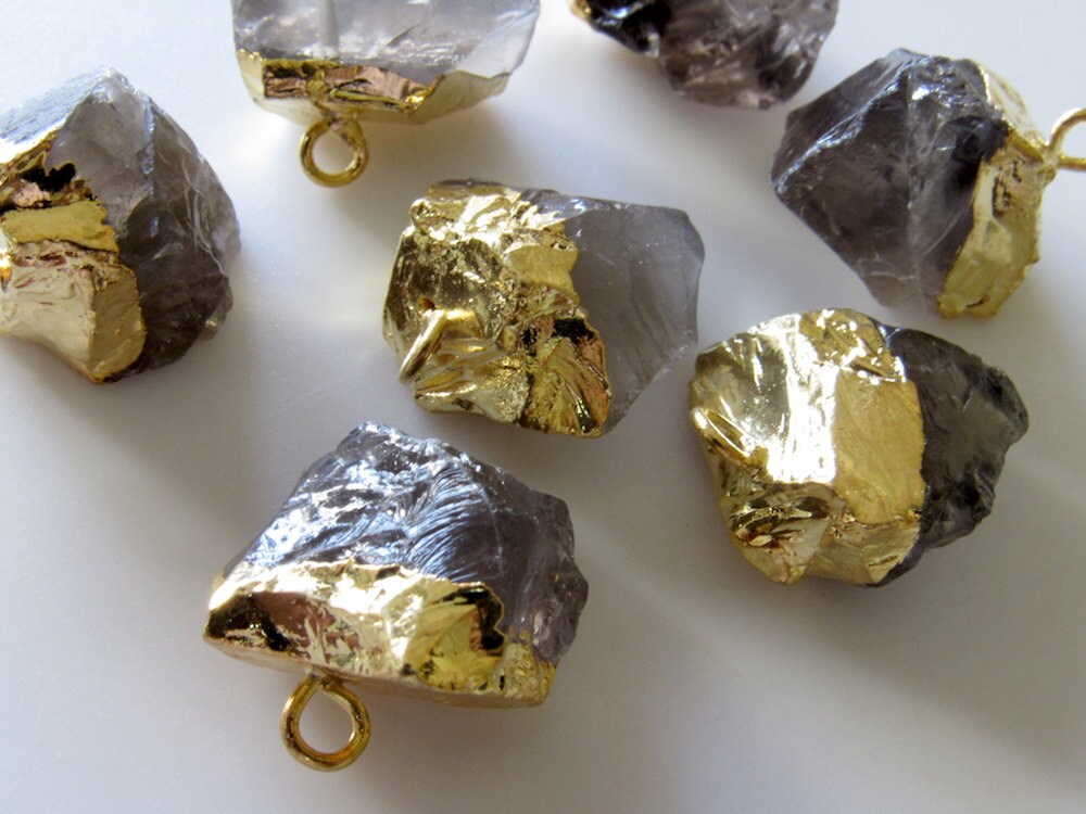 Single Loop Raw Smoky Quartz Connector Raw Gemstone - Etsy
