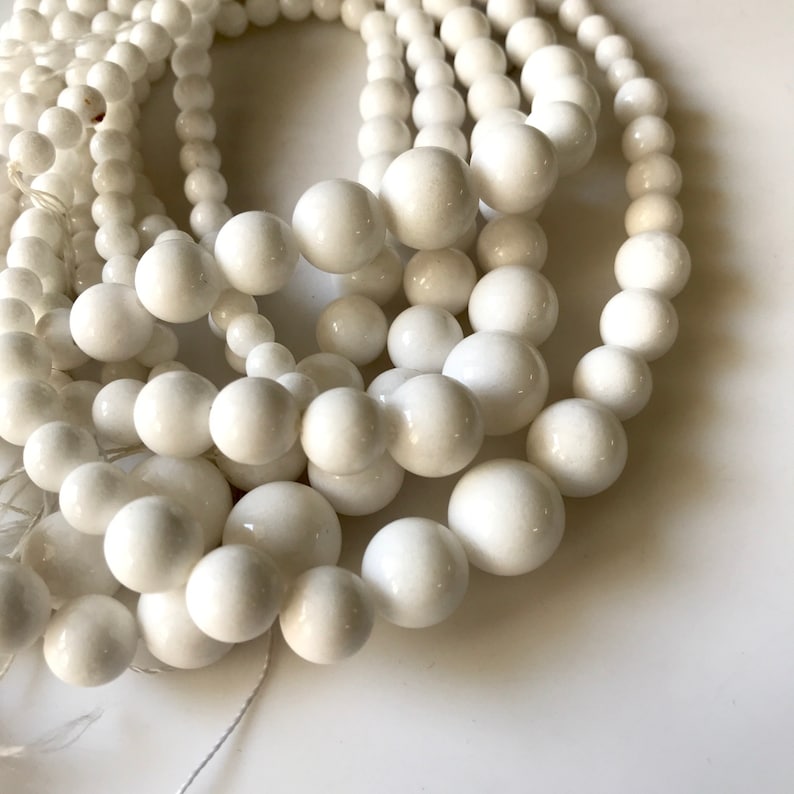 6mm to 13mm White Jade Round Beads Jade Smooth Round Beads 18 Inch ...