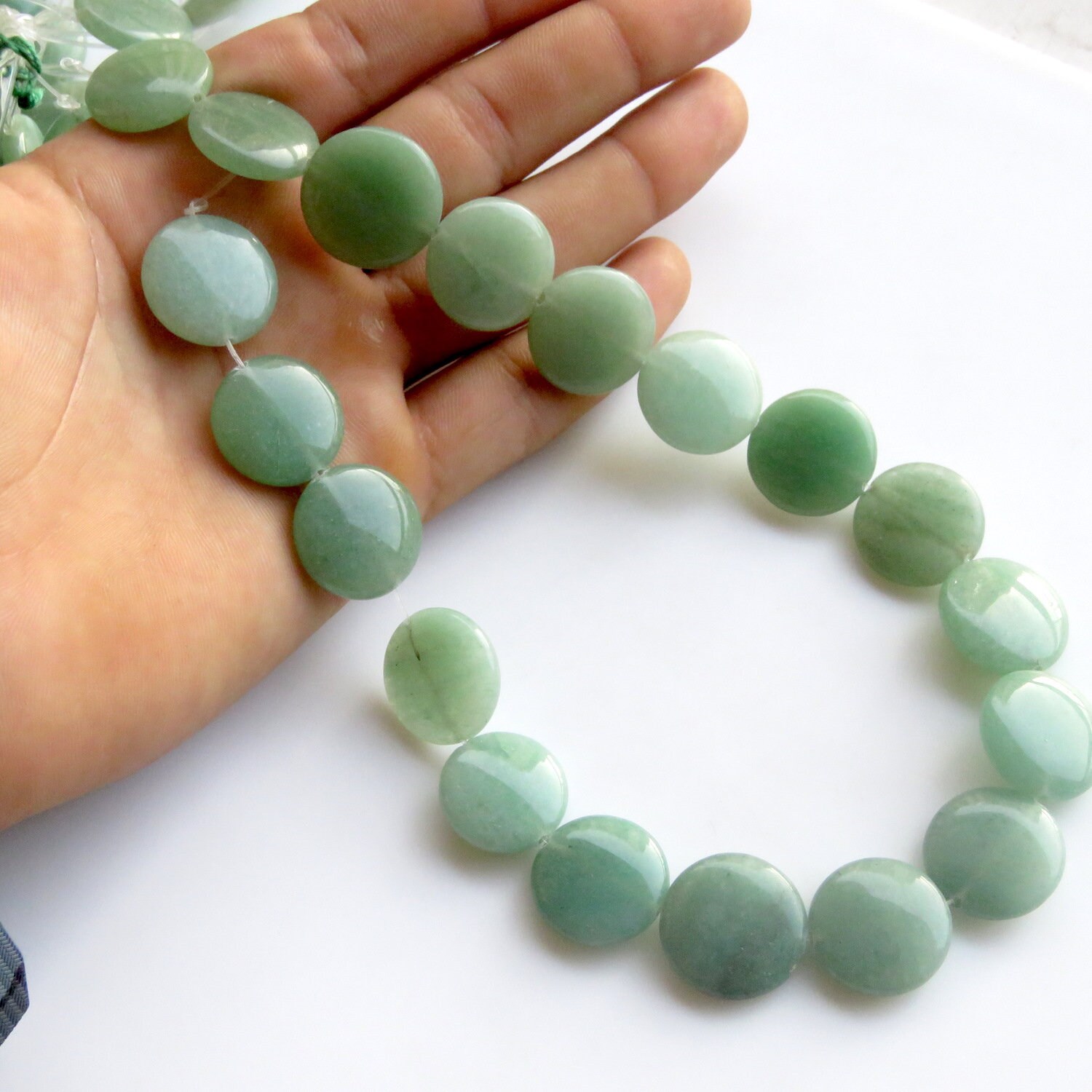 Green Jade Smooth Round Coin Beads Green Jade Beads 20mm | Etsy