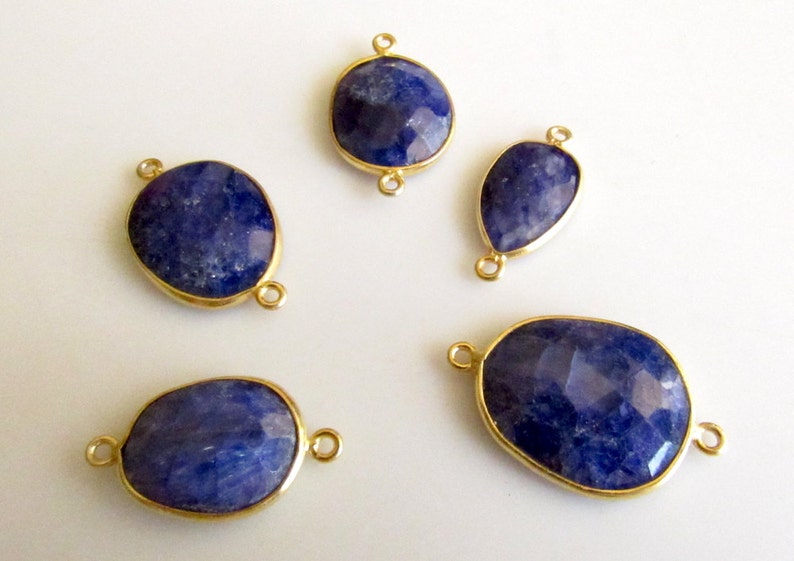5 Pieces Blue Sillimanite Rose Cut Bezel Set Connector 925 | Etsy