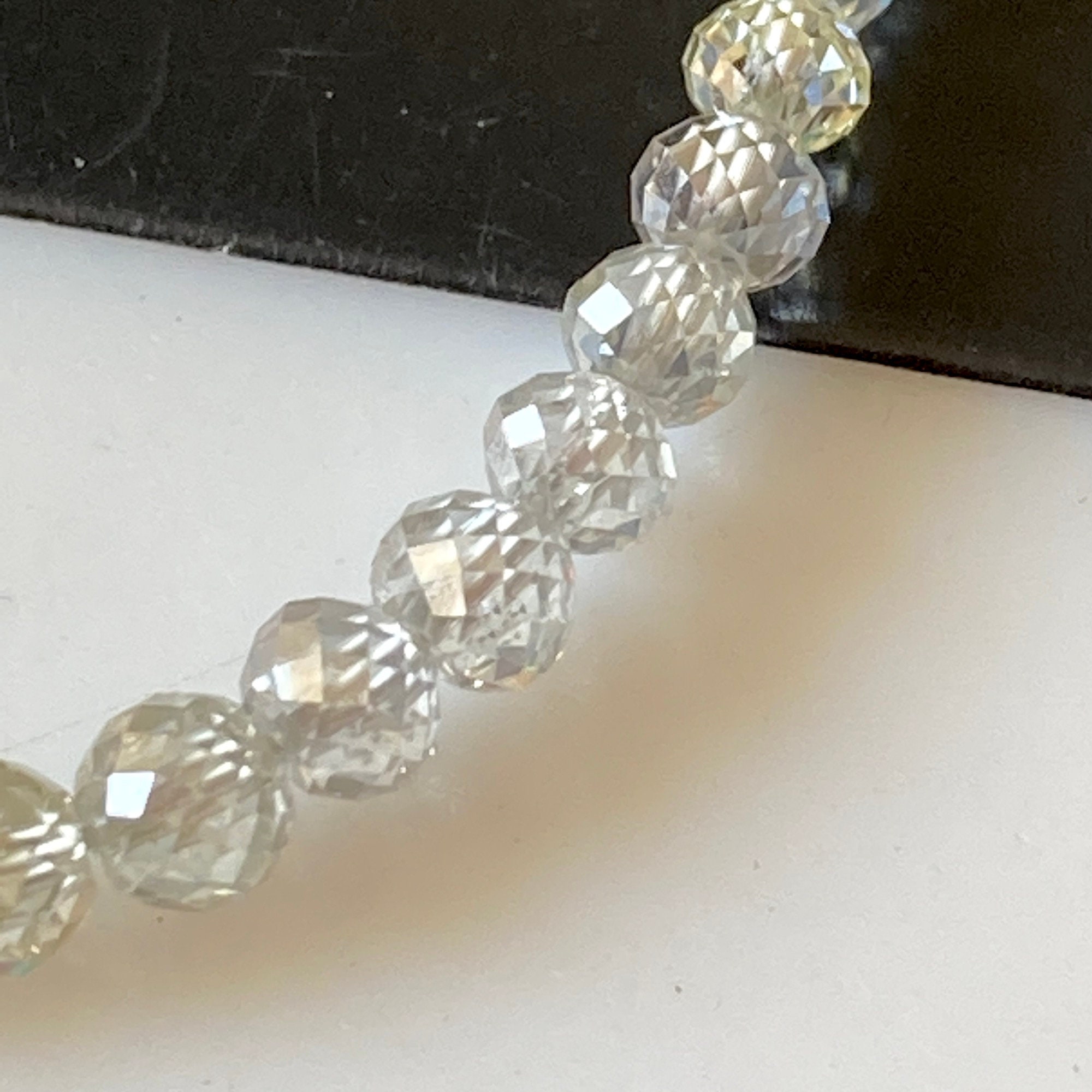 6 Beads 2.8mm to 3mm Rare Natural Clear White Diamond Faceted Rondelle ...